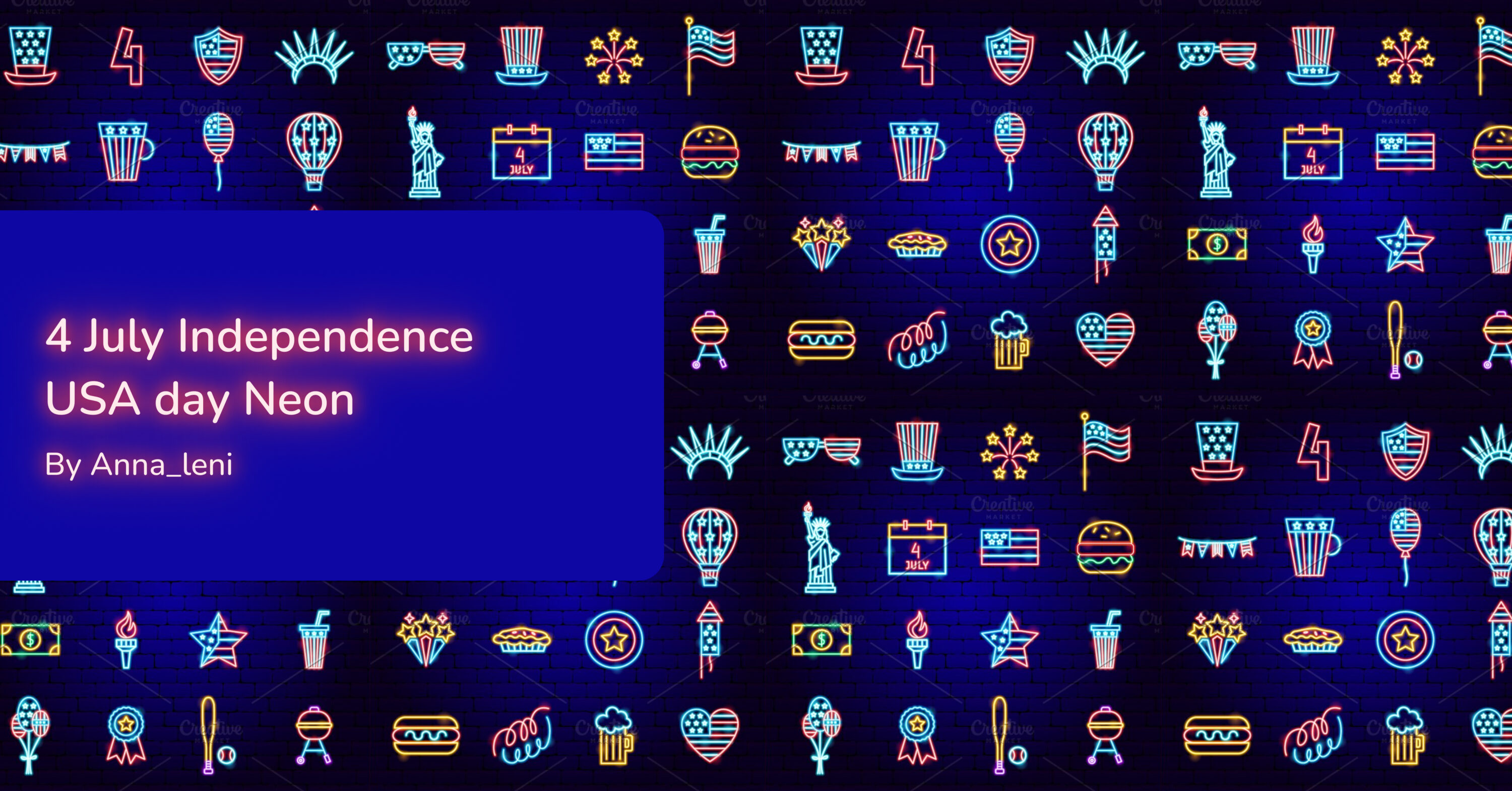 4 July Independence USA day Neon – MasterBundles