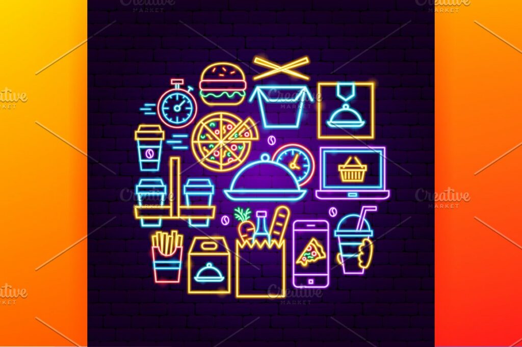 Food Delivery Neon – MasterBundles