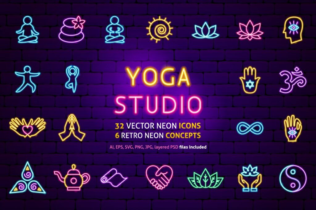 Yoga Meditation Neon – MasterBundles