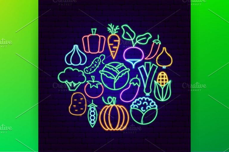 Fruit Vegetables Neon – MasterBundles