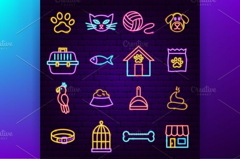 Pet Vet Neon Outline Vector Icons – MasterBundles