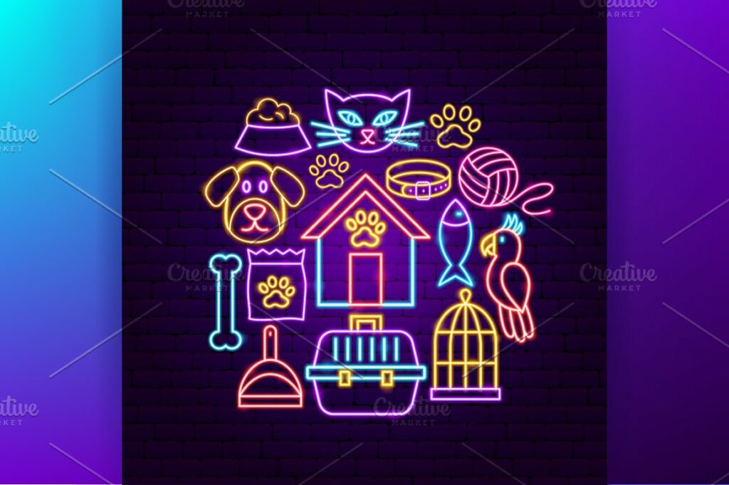 Pet Vet Neon Outline Vector Icons – MasterBundles