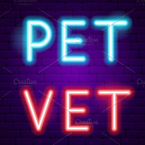 Pet Vet Neon Outline Vector Icons | Master Bundles