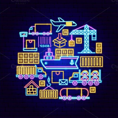Cargo Neon Outline Vector Icons | MasterBundles