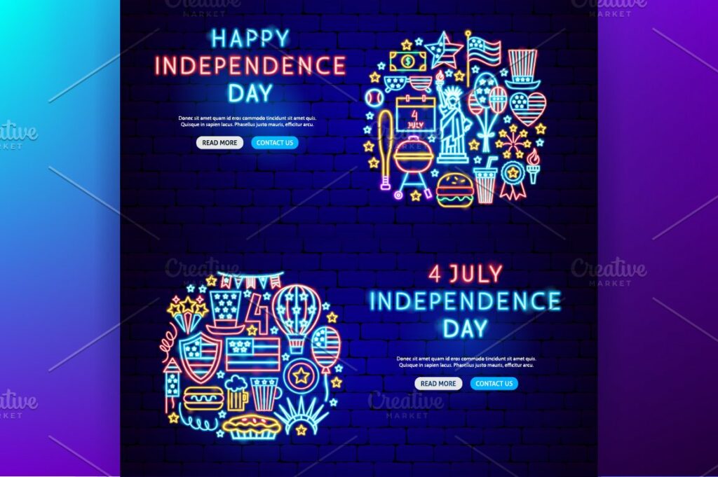 4 July Independence USA day Neon – MasterBundles