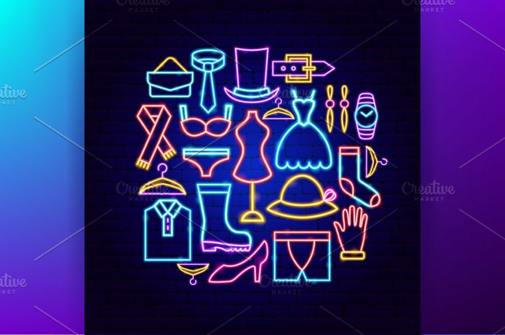 Clothing Fashion Neon Icons – MasterBundles