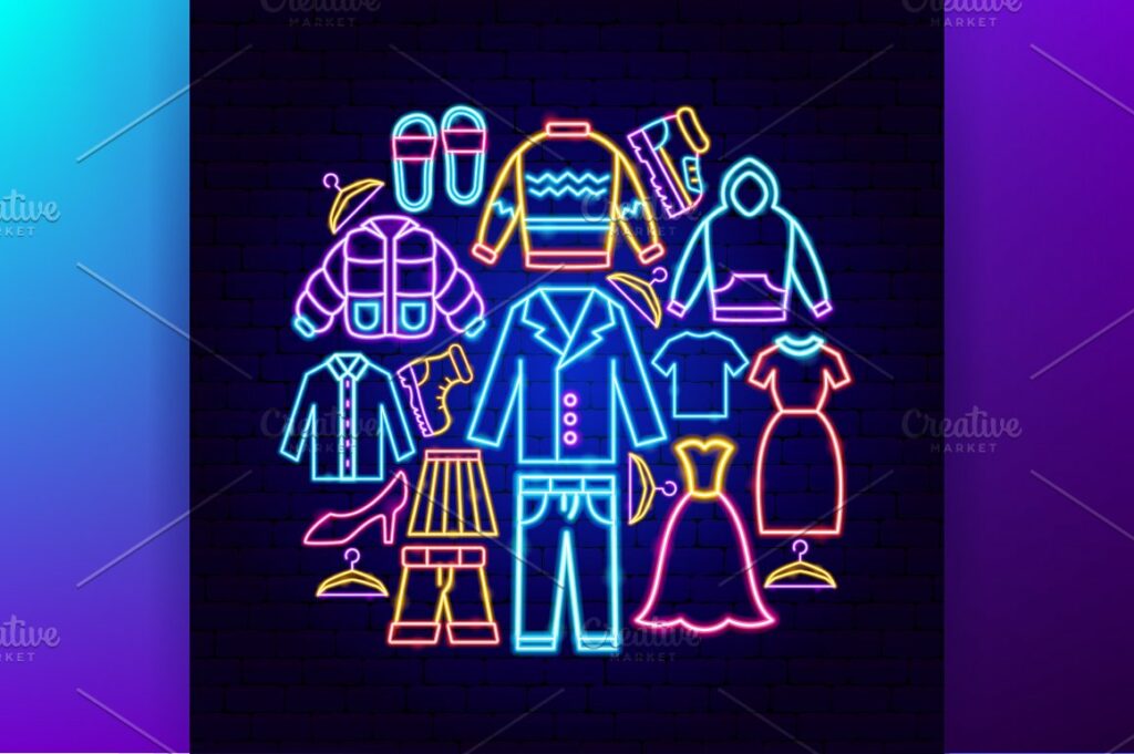 Clothing Fashion Neon Icons – MasterBundles