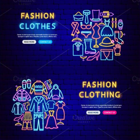 Clothing Fashion Neon Icons – MasterBundles
