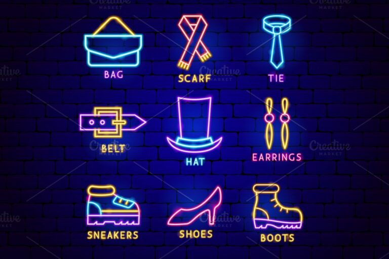 Clothing Fashion Neon Icons – MasterBundles