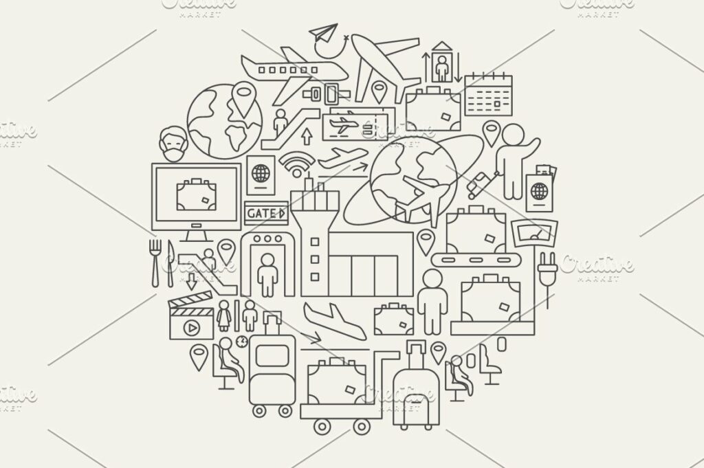 Airport Line Art Icons – MasterBundles