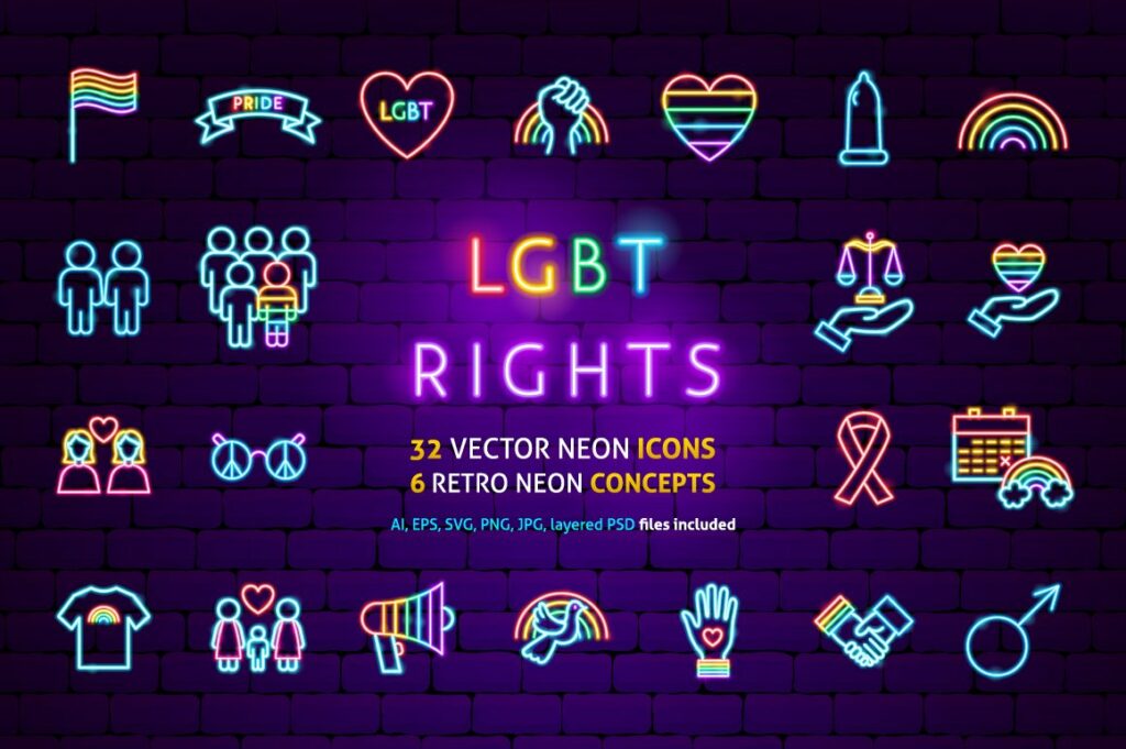LGBT Neon Pride Month Icons – MasterBundles