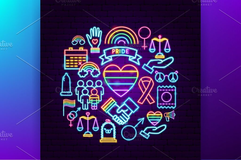LGBT Neon Pride Month Icons – MasterBundles