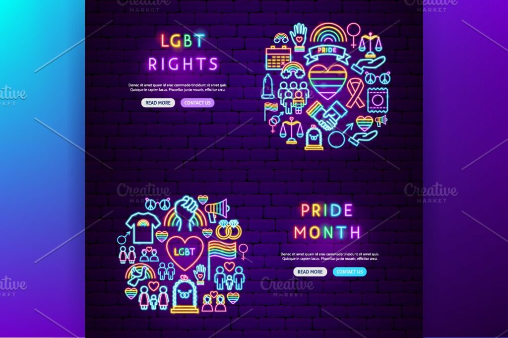 LGBT Neon Pride Month Icons – MasterBundles