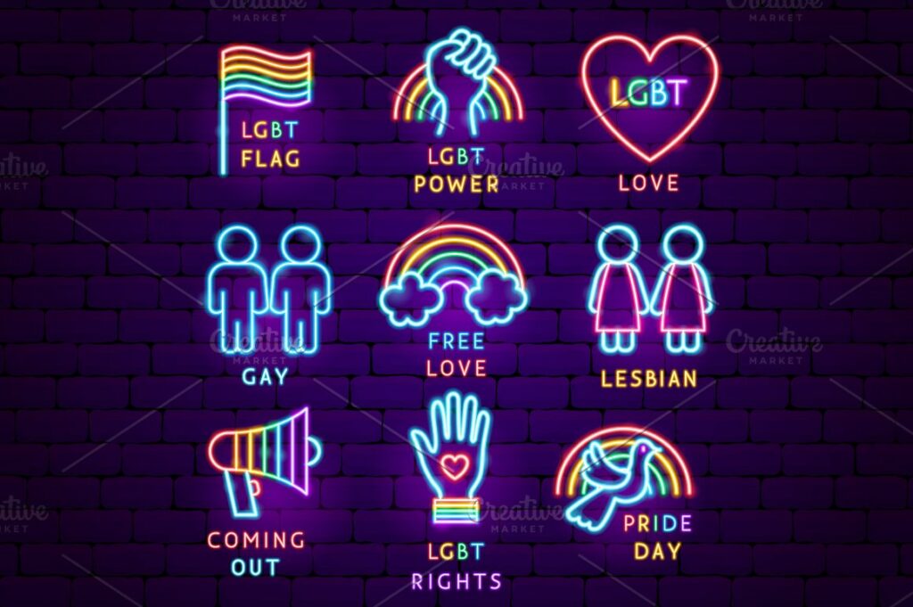 LGBT Neon Pride Month Icons – MasterBundles