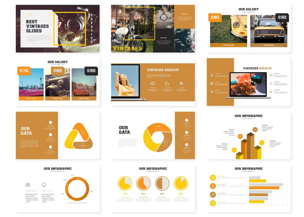 Vintages Powerpoint Template: 150+ Total Slides – MasterBundles