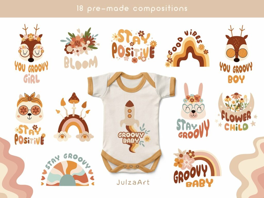 Retro Groovy Baby Collection – MasterBundles