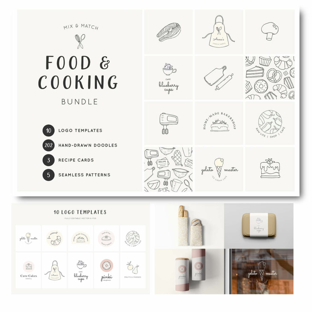 Food & Cooking BUNDLE: Illustrations, Logos, Patterns – MasterBundles