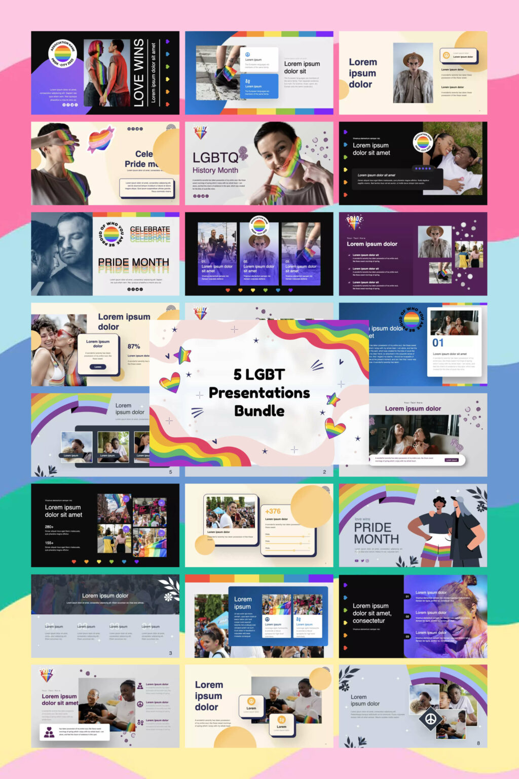 5 LGBT Presentations Bundle: 250 Slides, PPTX, KEY, Google Slides ...
