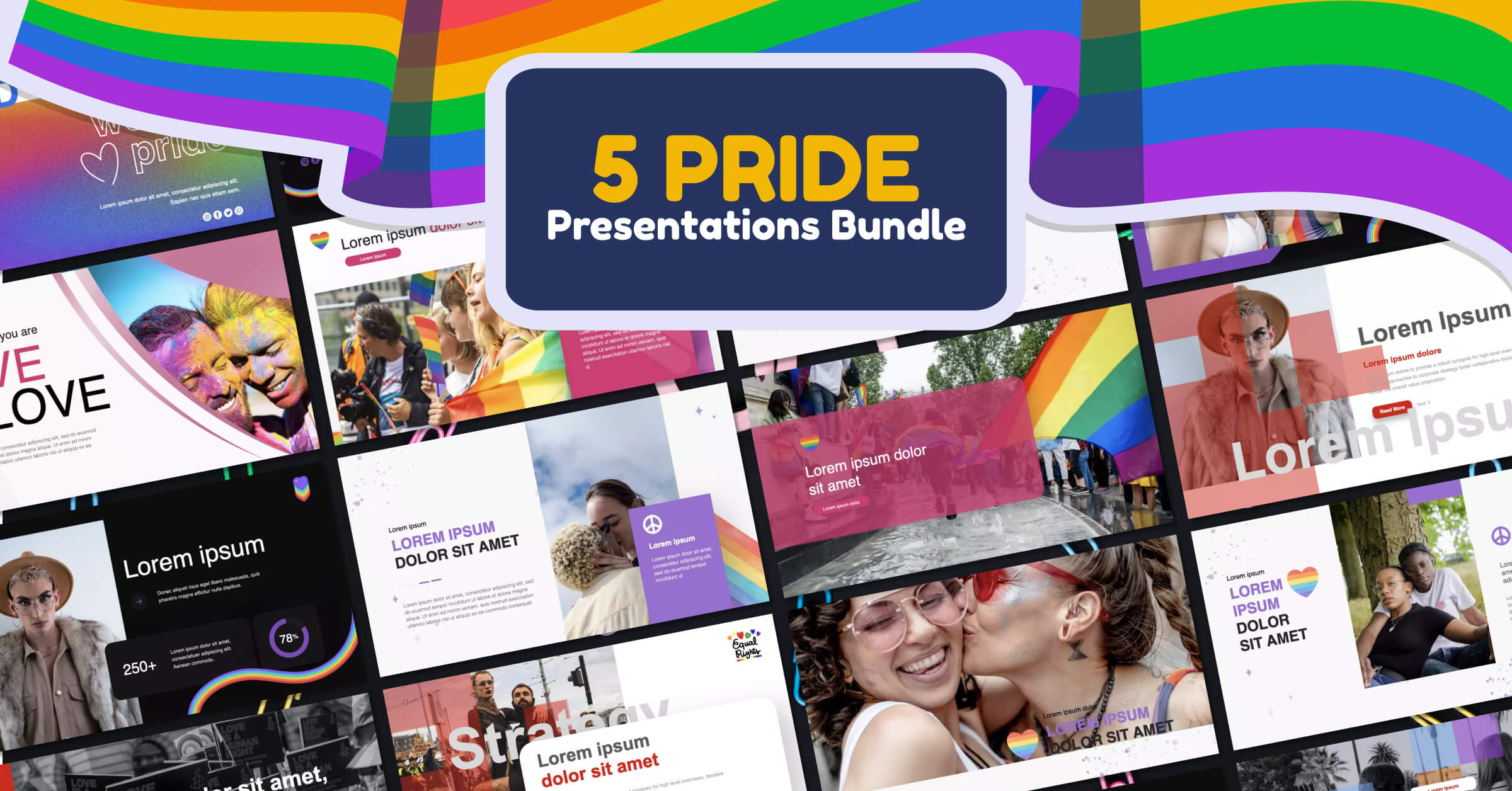 5 Pride Presentations Bundle: 250 Slides, PPTX, KEY, Google Slides ...