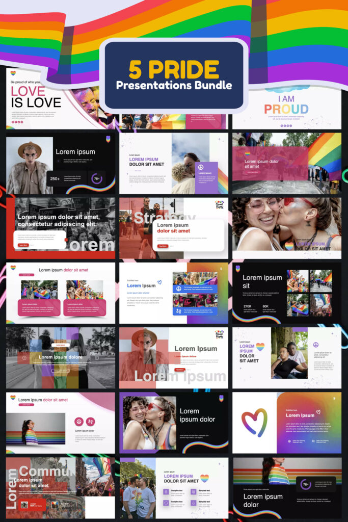 5 Pride Presentations Bundle: 250 Slides, PPTX, KEY, Google Slides ...