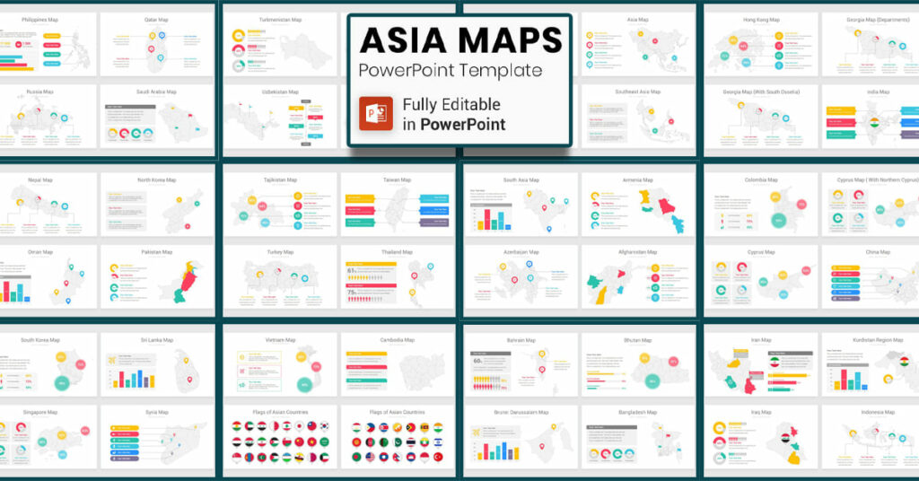 Asia Maps PowerPoint Template: 61 Slides – MasterBundles
