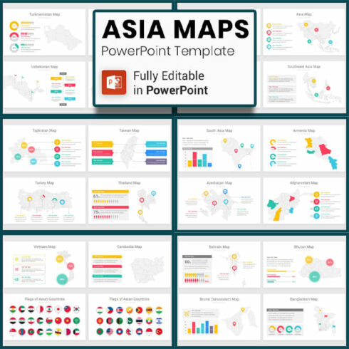 Asia Maps PowerPoint Template: 61 Slides | MasterBundles