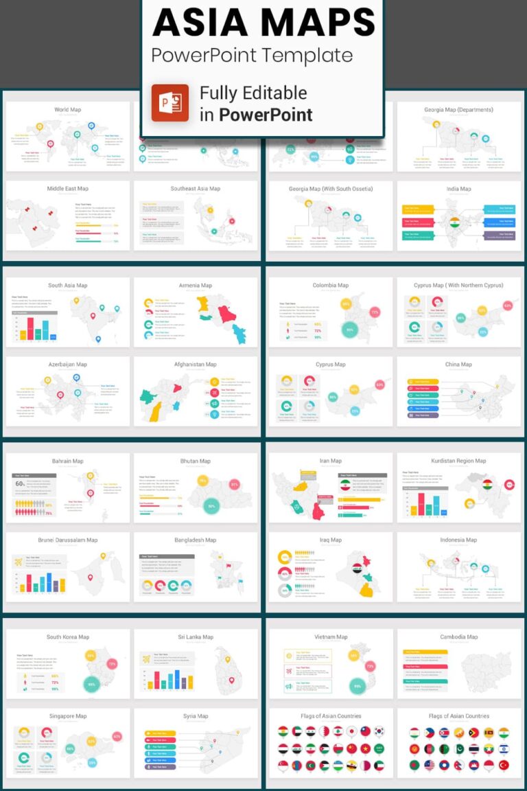 Asia Maps PowerPoint Template: 61 Slides – MasterBundles