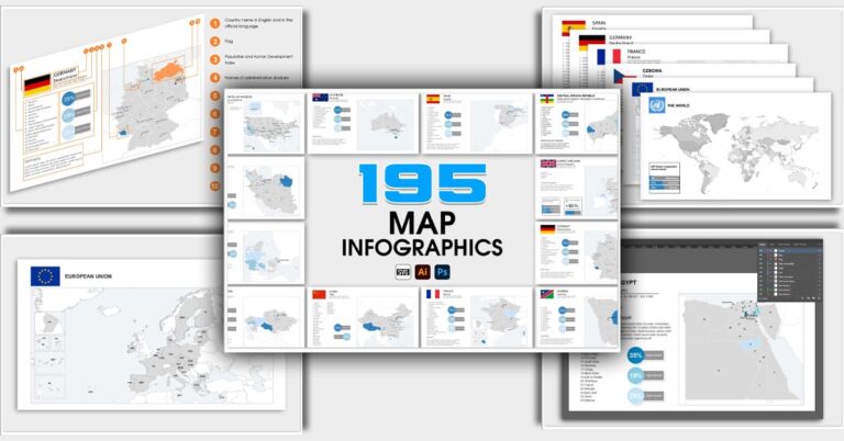 195 Map Infographics – MasterBundles