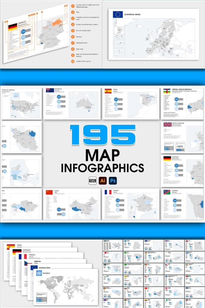 195 Map Infographics | Master Bundles