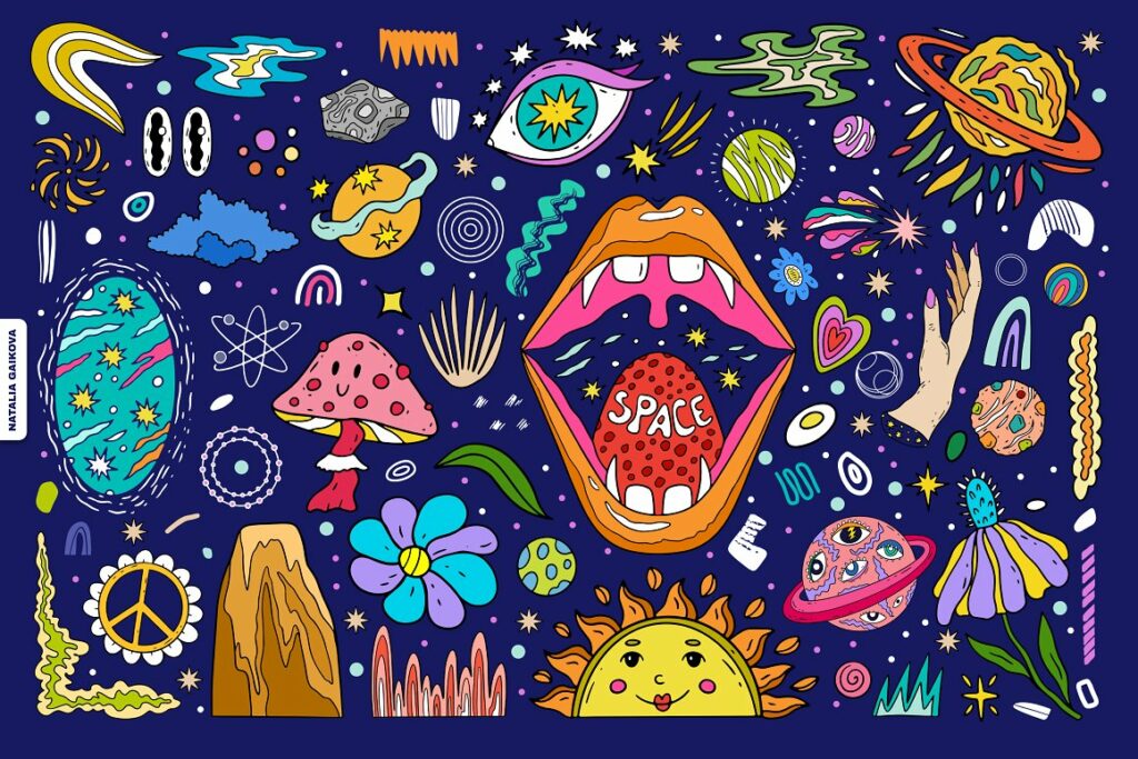 RETRO Cosmic - Bundle AI PNG – MasterBundles