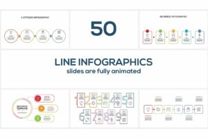 50 Line Animated Infographics | Master Bundles