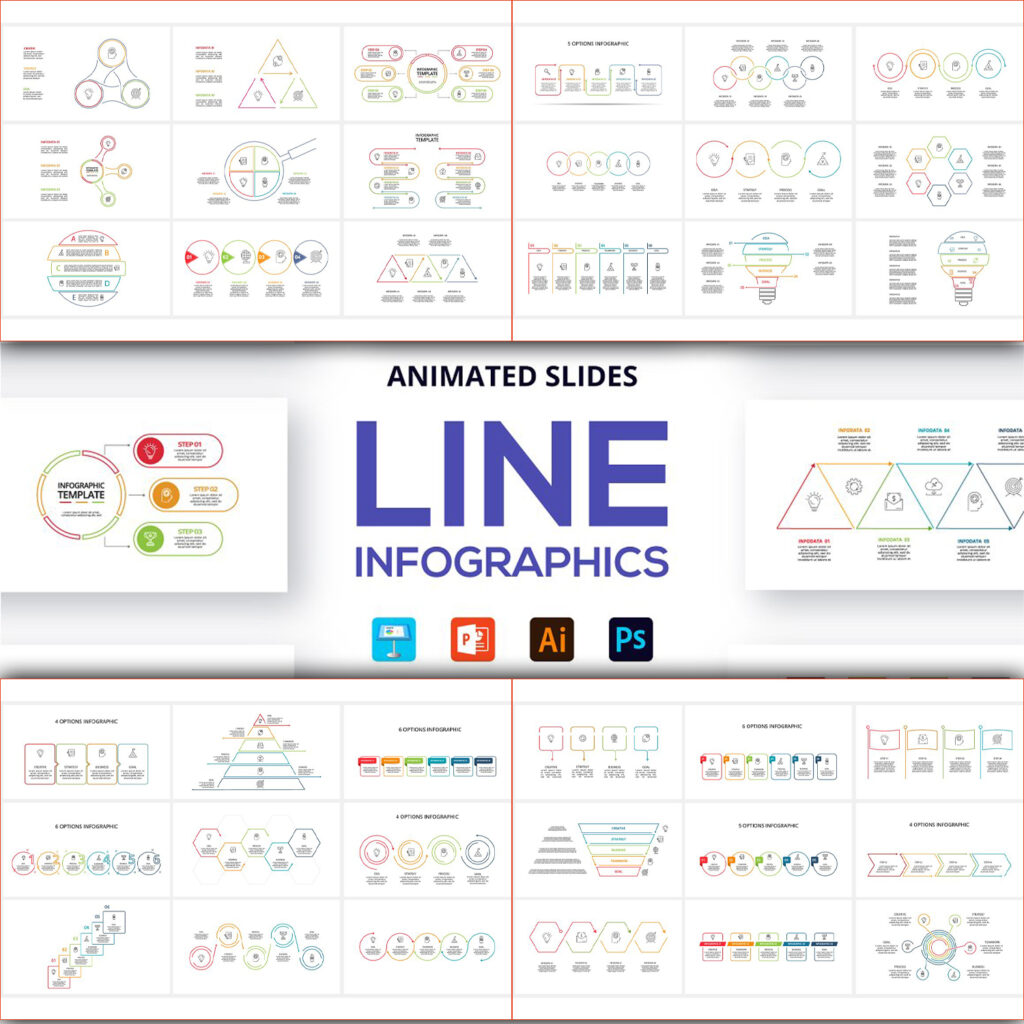 50 Line Animated Infographics – MasterBundles