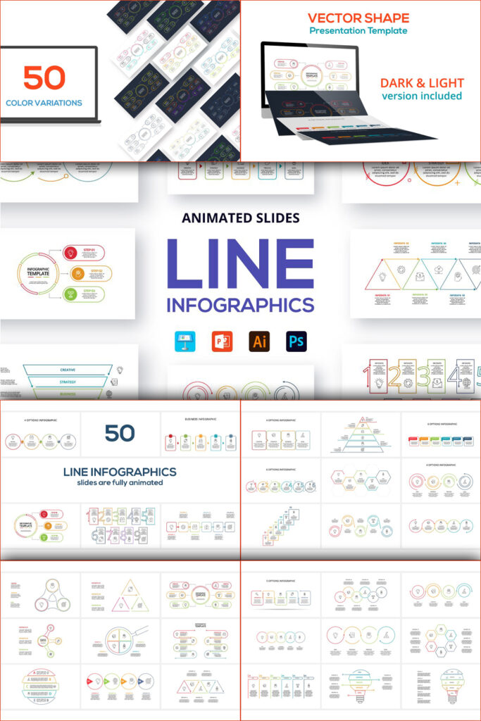 50 Line Animated Infographics – MasterBundles