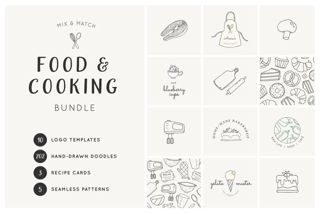 Food & Cooking BUNDLE: Illustrations, Logos, Patterns – MasterBundles
