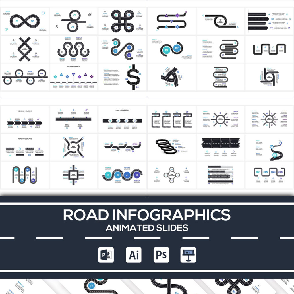 Road Animated Infographics – MasterBundles