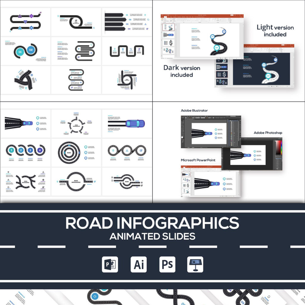 Road Animated Infographics – MasterBundles