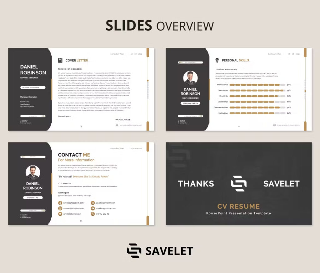 Savelet – CV Resume PPT Presentation Template – MasterBundles