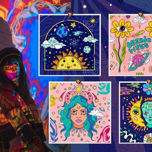 RETRO Cosmic - Bundle AI PNG | Master Bundles