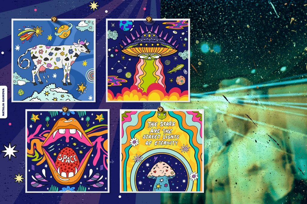 RETRO Cosmic - Bundle AI PNG – MasterBundles