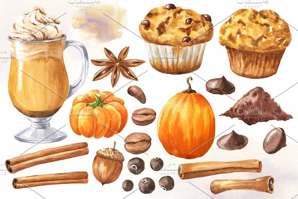 Watercolor Fall Season Food Set – MasterBundles