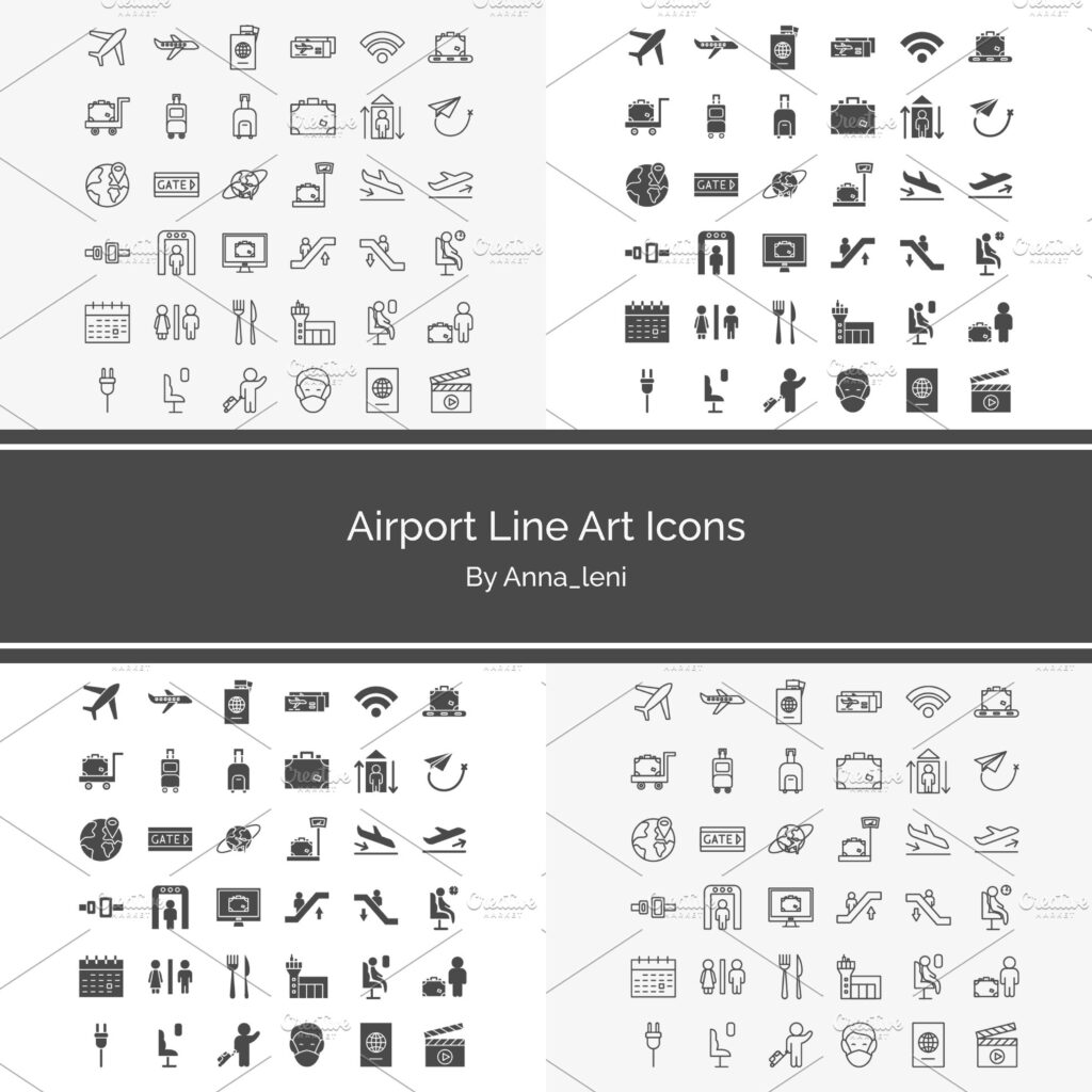 Airport Line Art Icons – MasterBundles