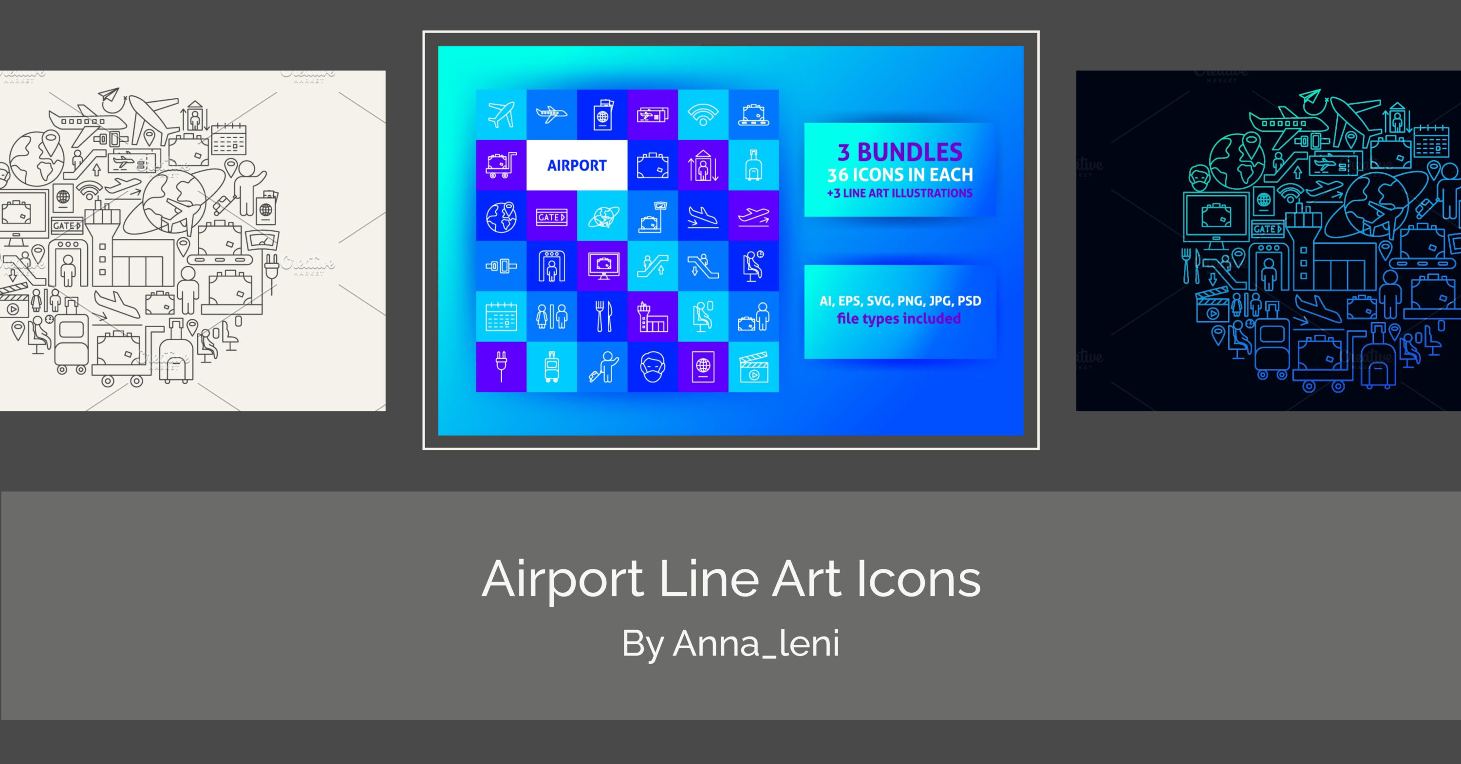 Airport Line Art Icons – MasterBundles