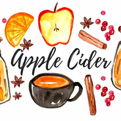 Watercolor Fall Apple Cider Clipart | MasterBundles