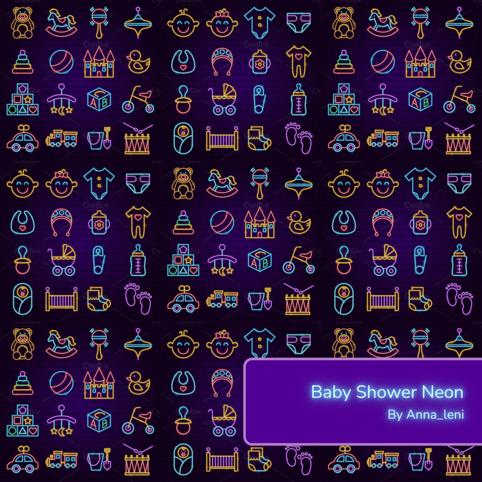 Fast Food Neon Outline Icons | Master Bundles