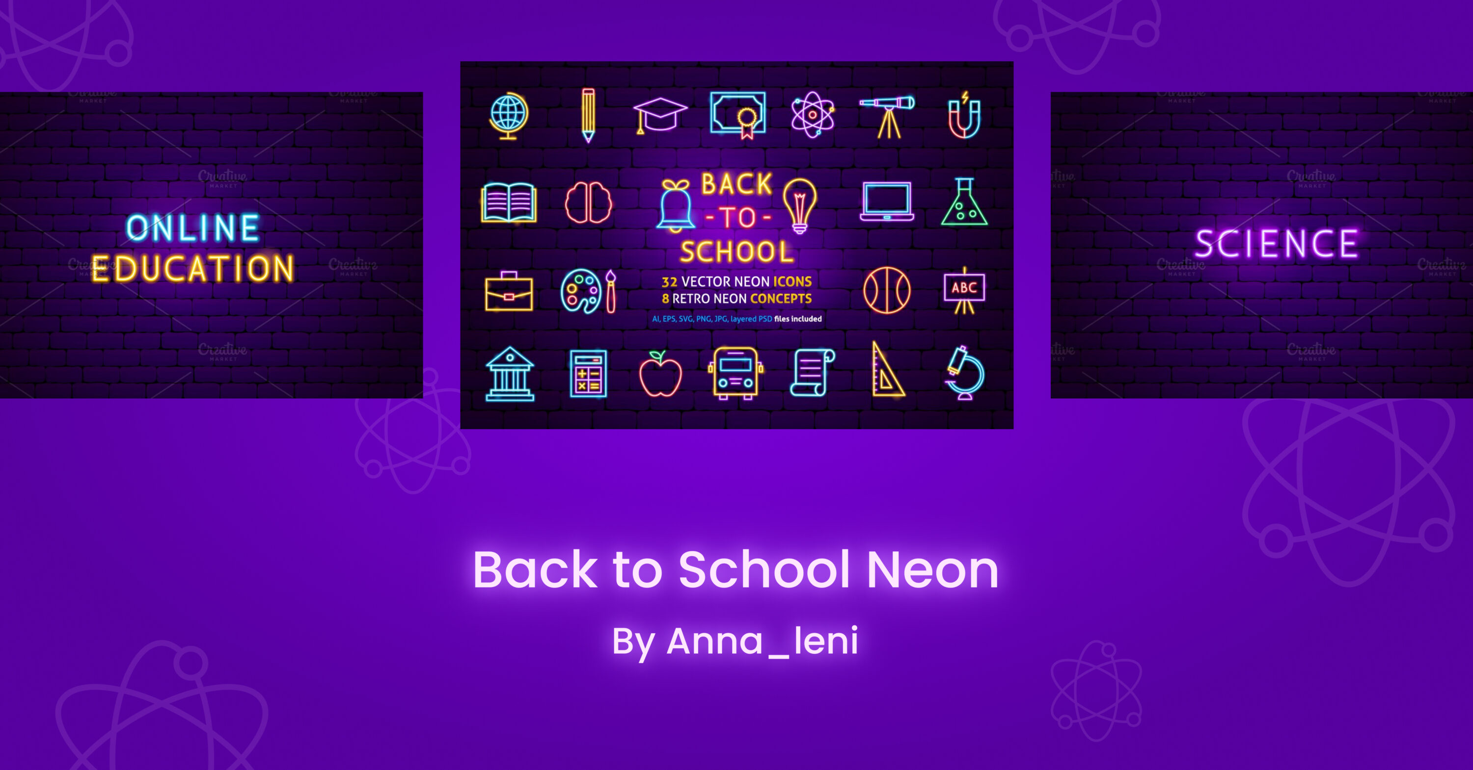 Back To School Neon Outline Vector Icons – MasterBundles