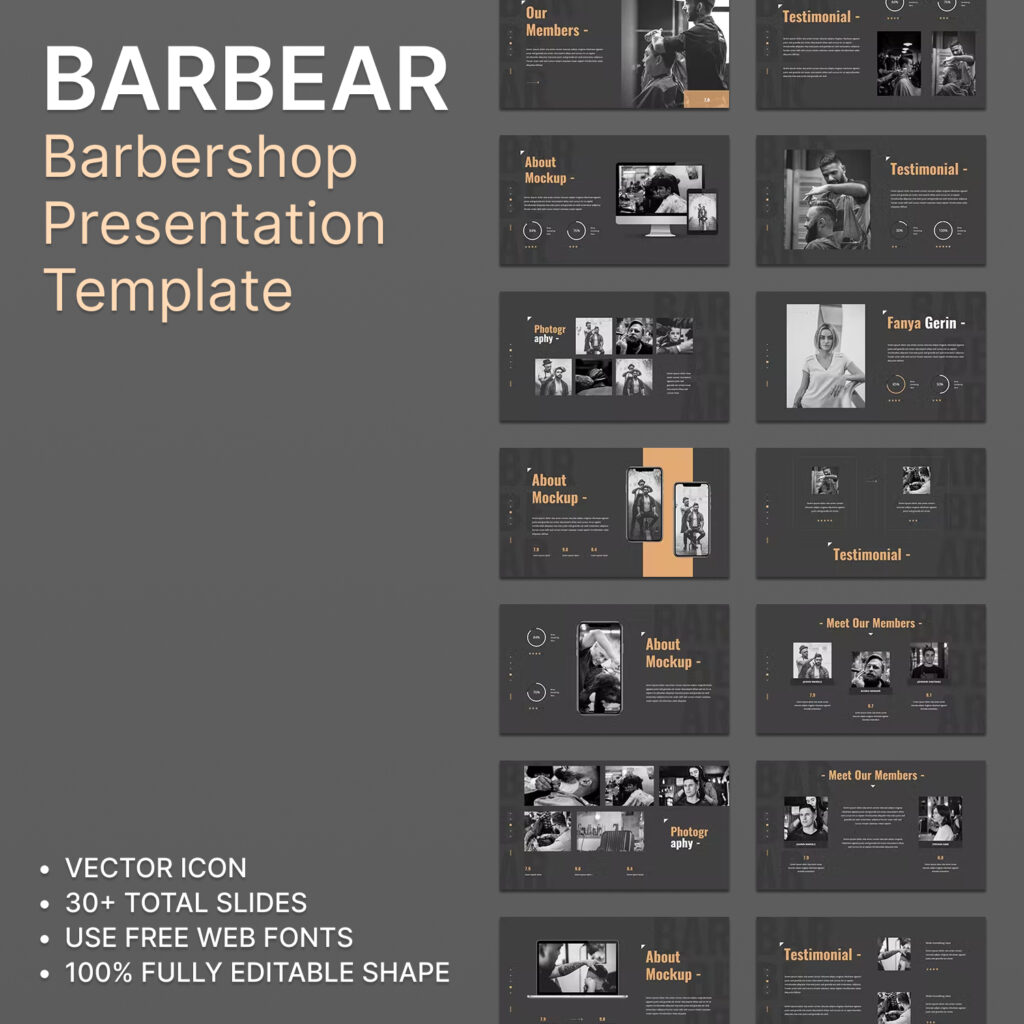 Barbear - Barbershop Presentation Template – MasterBundles