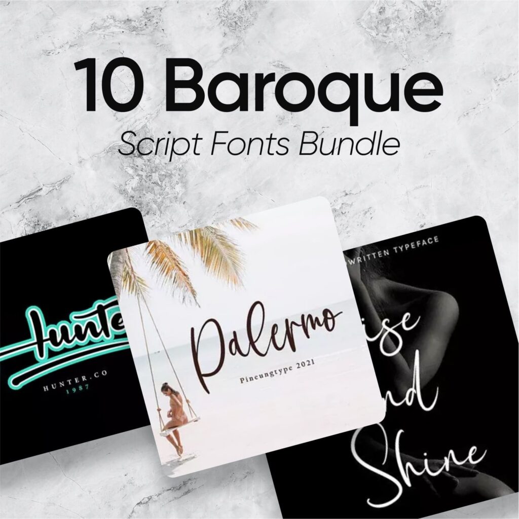 10 Baroque Script Fonts Bundle – MasterBundles