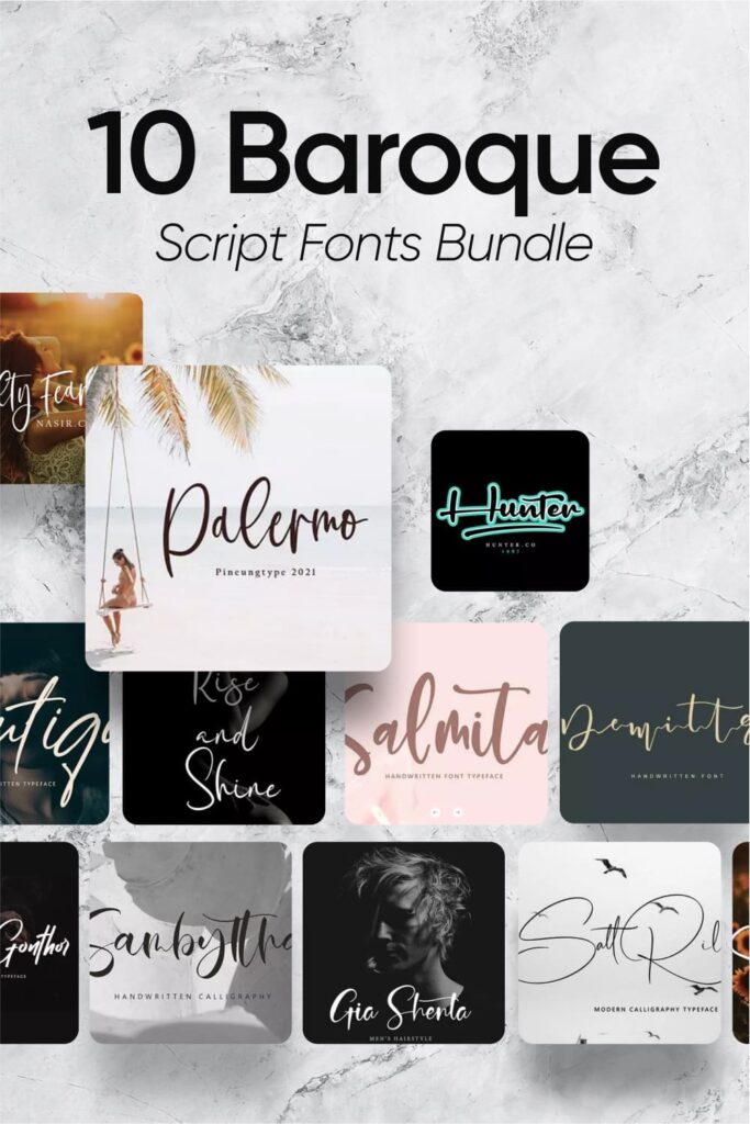 10 Baroque Script Fonts Bundle – MasterBundles