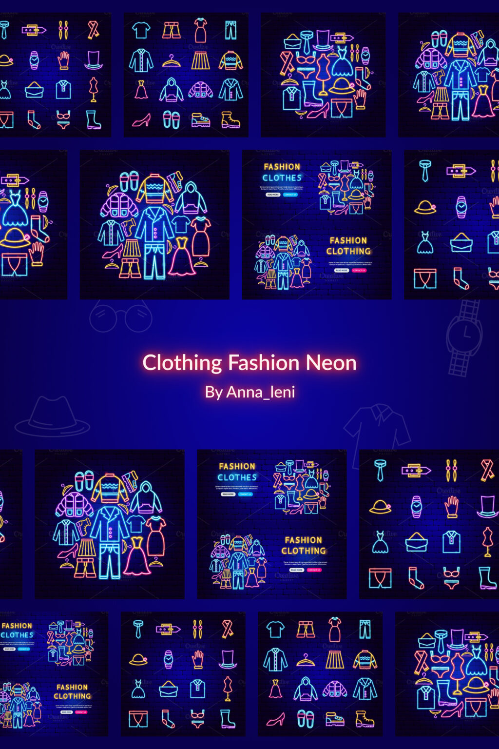 Clothing Fashion Neon Icons – MasterBundles