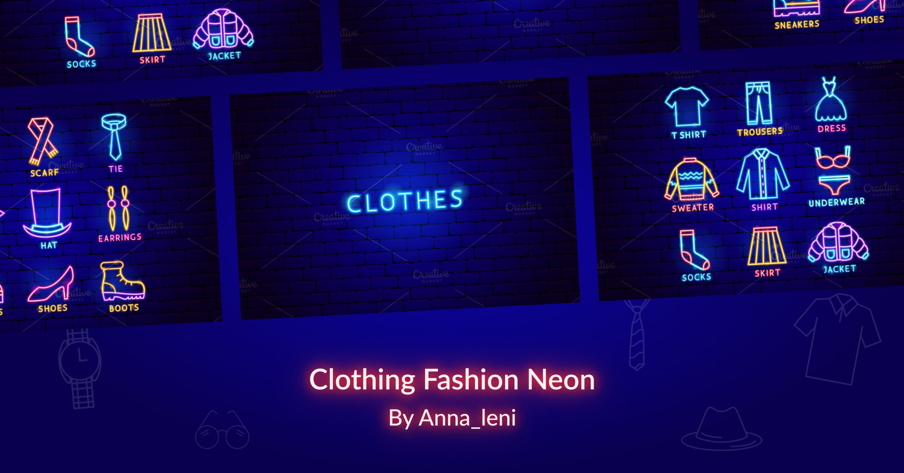 Clothing Fashion Neon Icons – MasterBundles